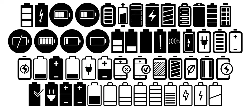 Battery Icons font by Woodcutter | FontRiver