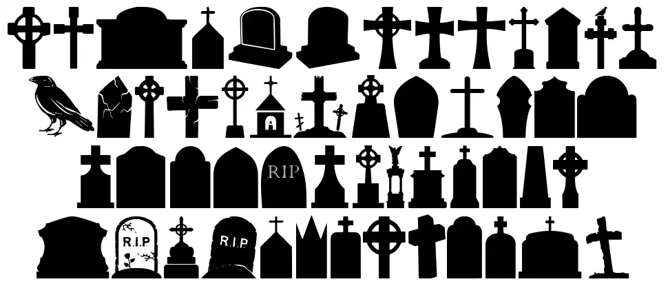 Cemetery Icons font by Woodcutter | FontRiver