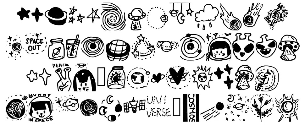 Fuente Galaxy Dingbats diseñada por Romantist