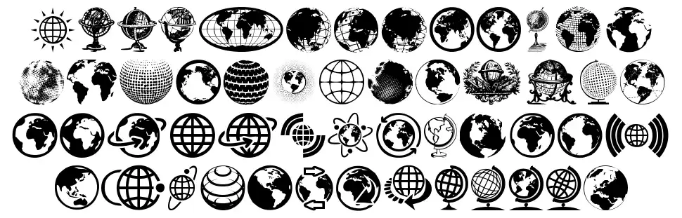 Globe Icons Schriftart zum kostenlosen Download