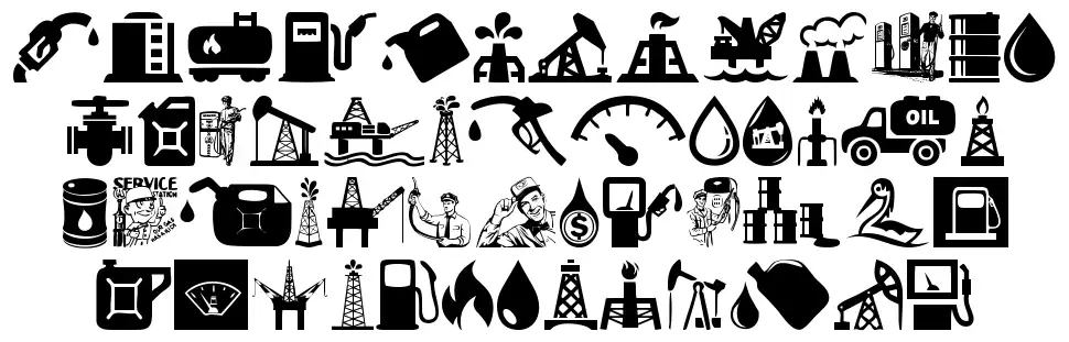 Oil Icons font by Woodcutter | FontRiver