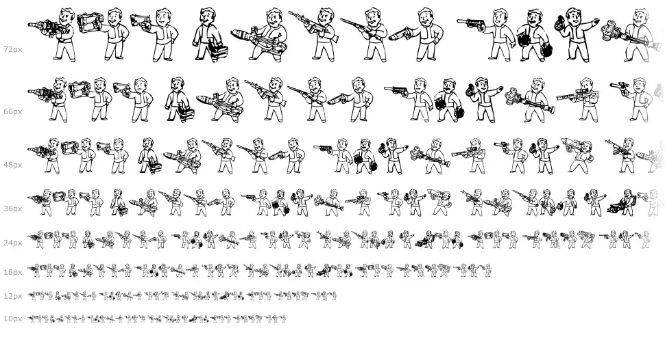 Pip Boy Weapons Dingbats font by Skulls | FontRiver